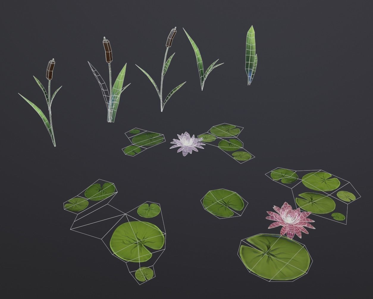 3D model Swamp game-ready stylized set VR / AR / low-poly | CGTrader