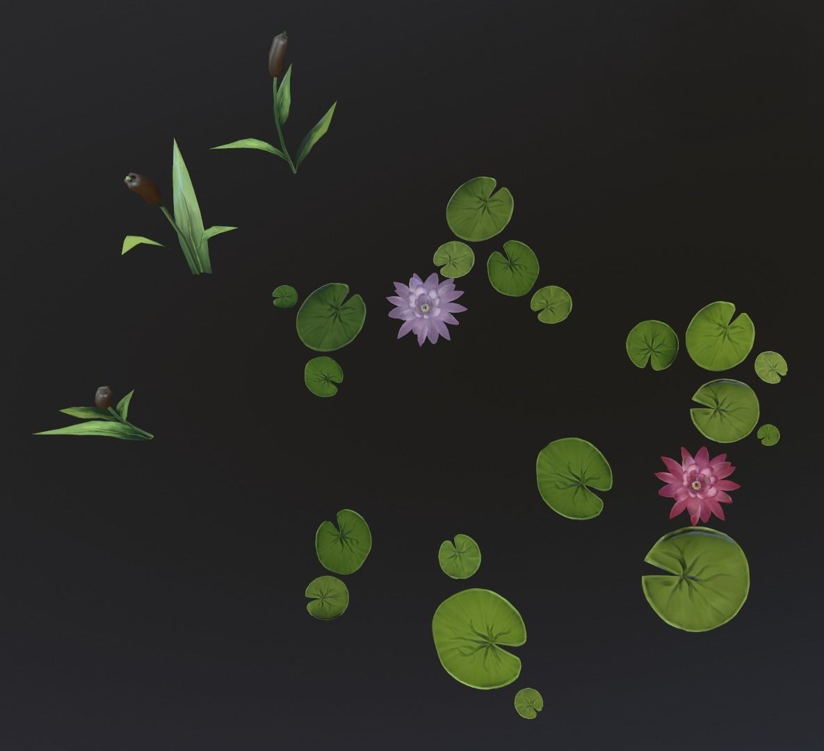 3D model Swamp game-ready stylized set VR / AR / low-poly | CGTrader