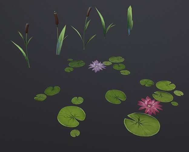 3D model Swamp game-ready stylized set VR / AR / low-poly | CGTrader