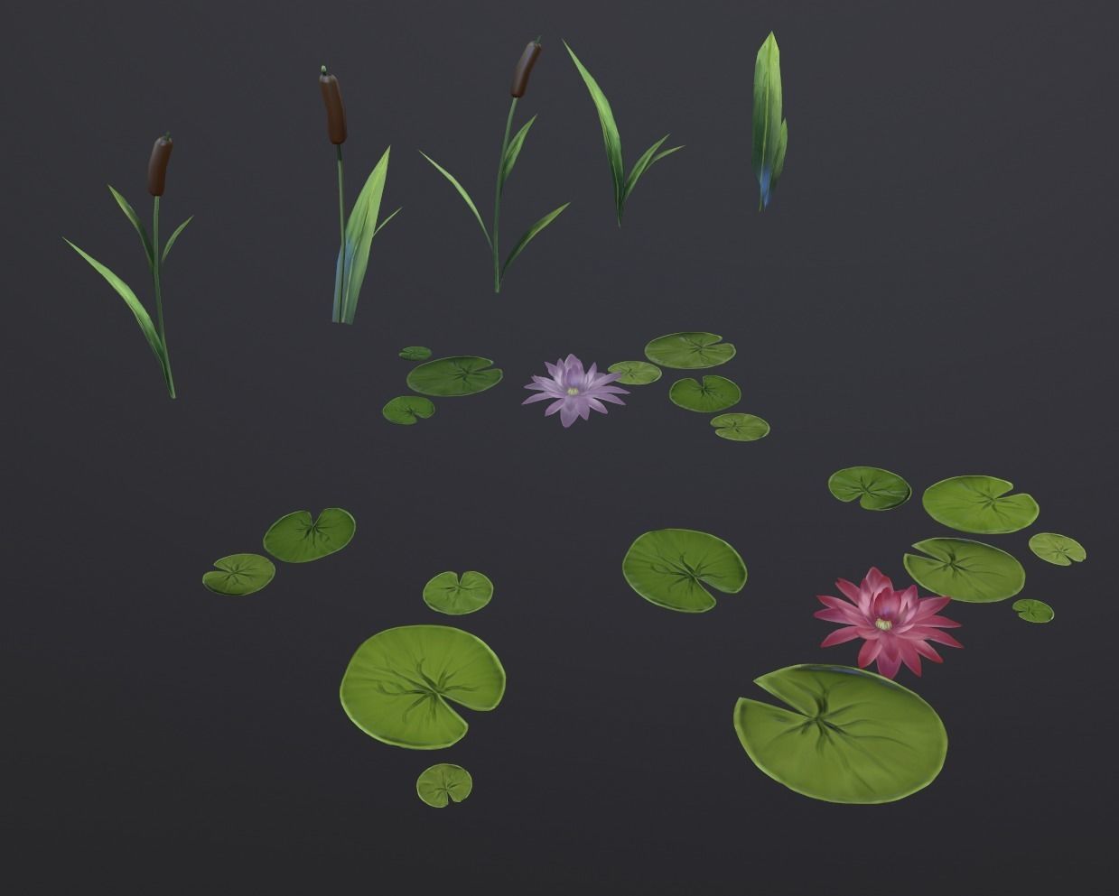 3D model Swamp game-ready stylized set VR / AR / low-poly | CGTrader