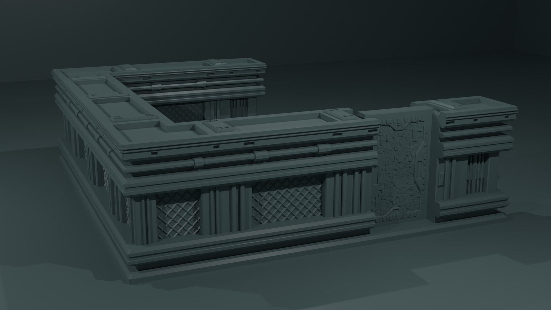 Modular Factory Walls free 3D model 3D printable | CGTrader