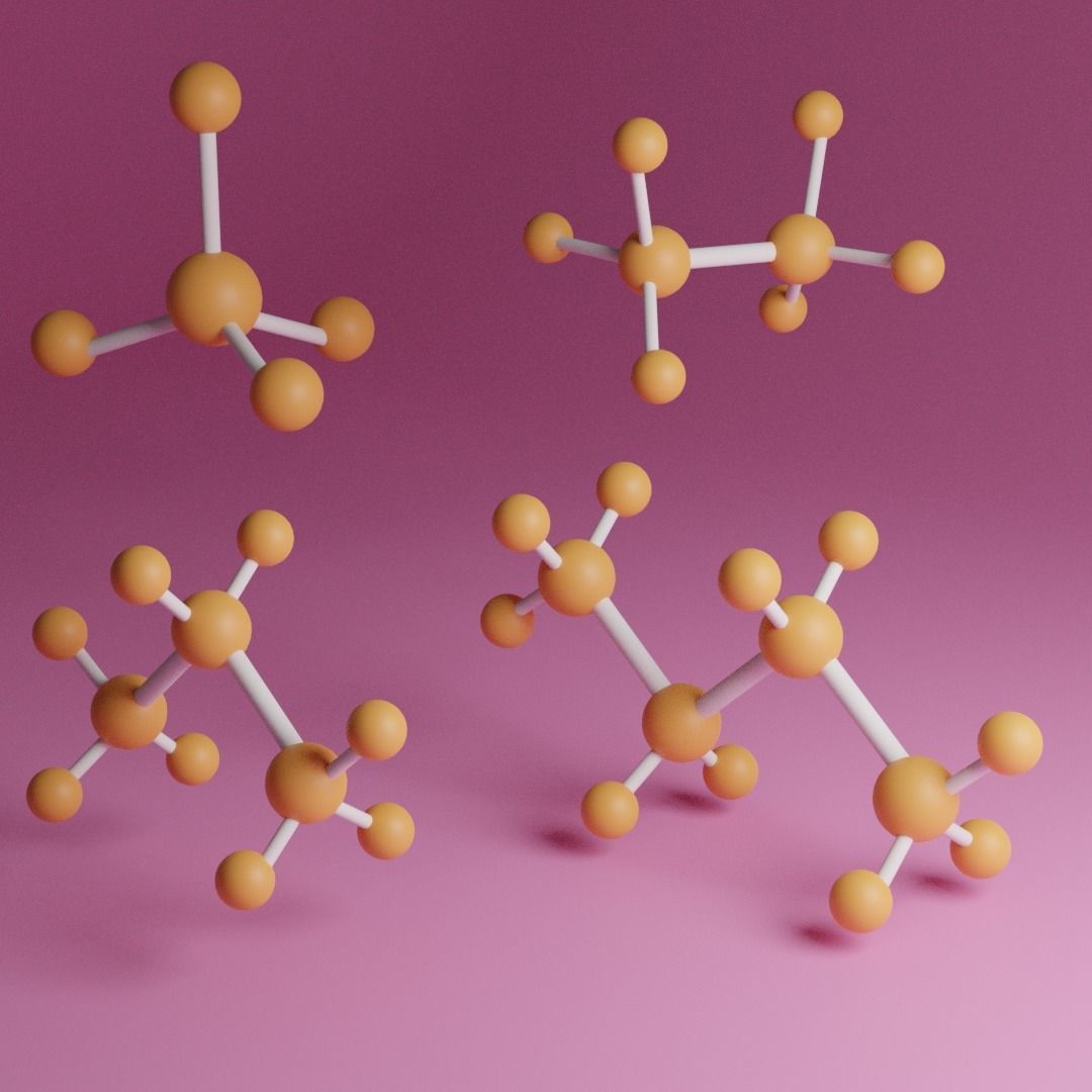 Alkanes 3d Molecular Structures 3d Model Obj Fbx Stl Blend