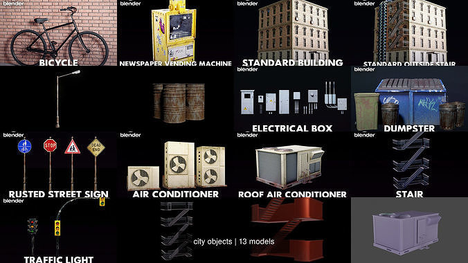 3D Model Collection city objects VR / AR / low-poly | CGTrader