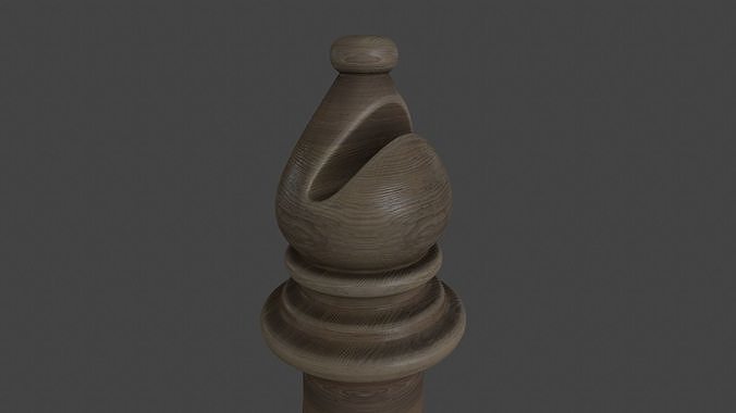 CHES-019 Wooden Bishop 3D model | CGTrader