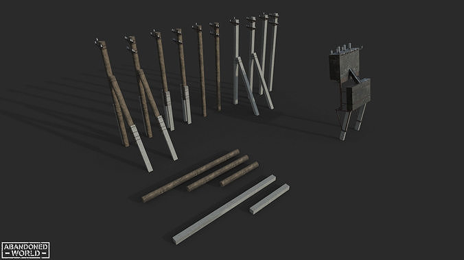 3D model Transformer and Power Line VR / AR / low-poly | CGTrader