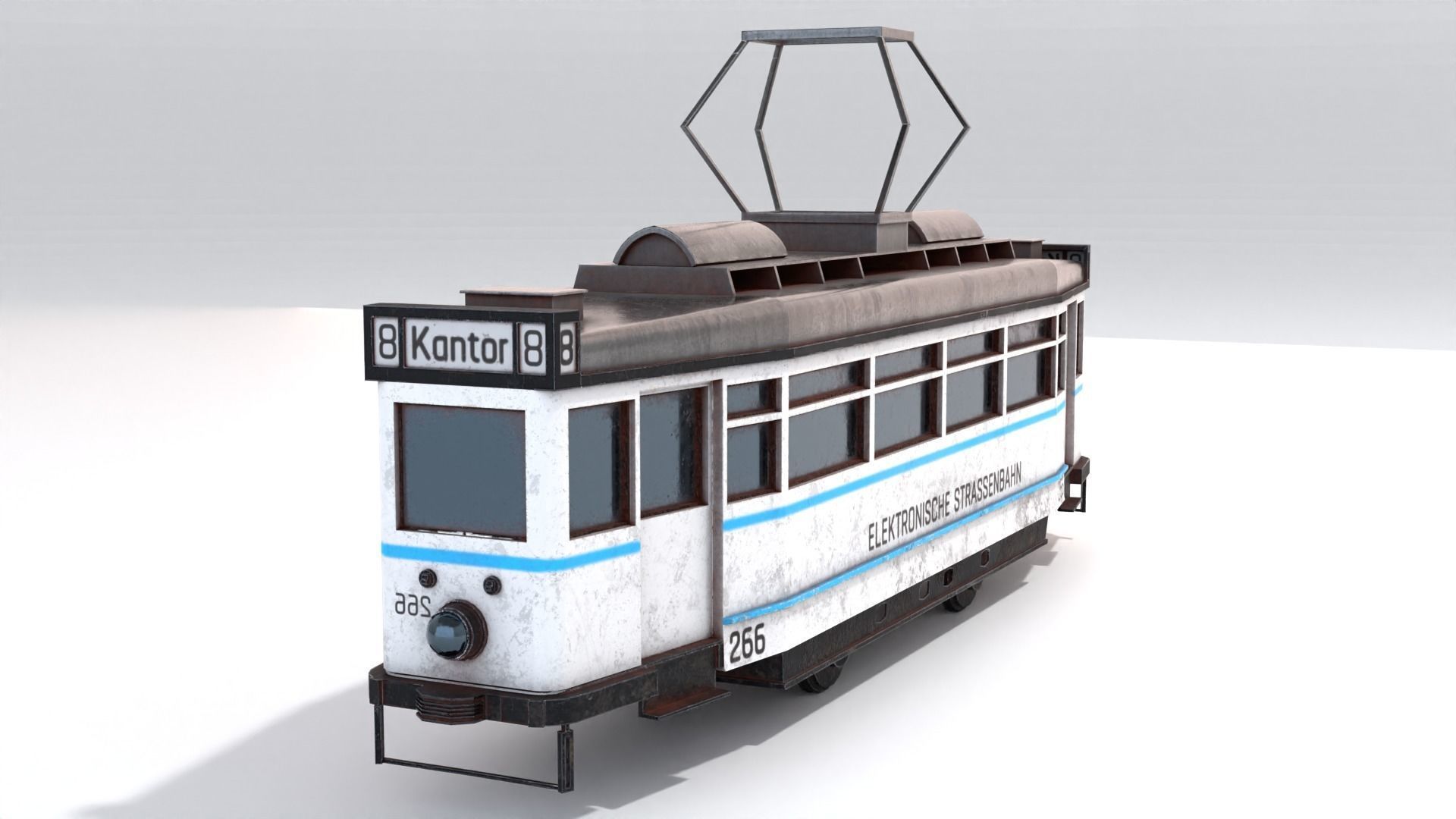 3D model Vintage Tram Street Car PBR Game Ready VR AR low-poly 3d model ...