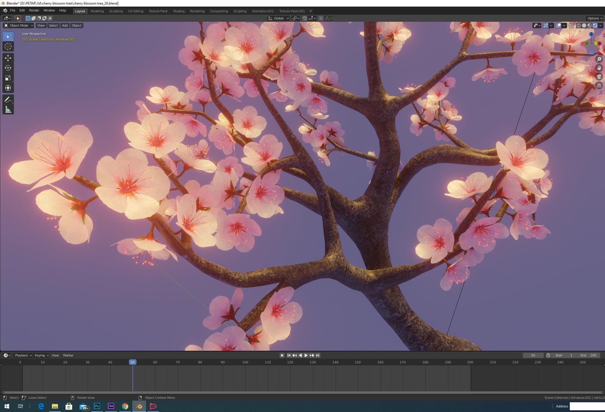 cherry tree 3D model animated rigged | CGTrader