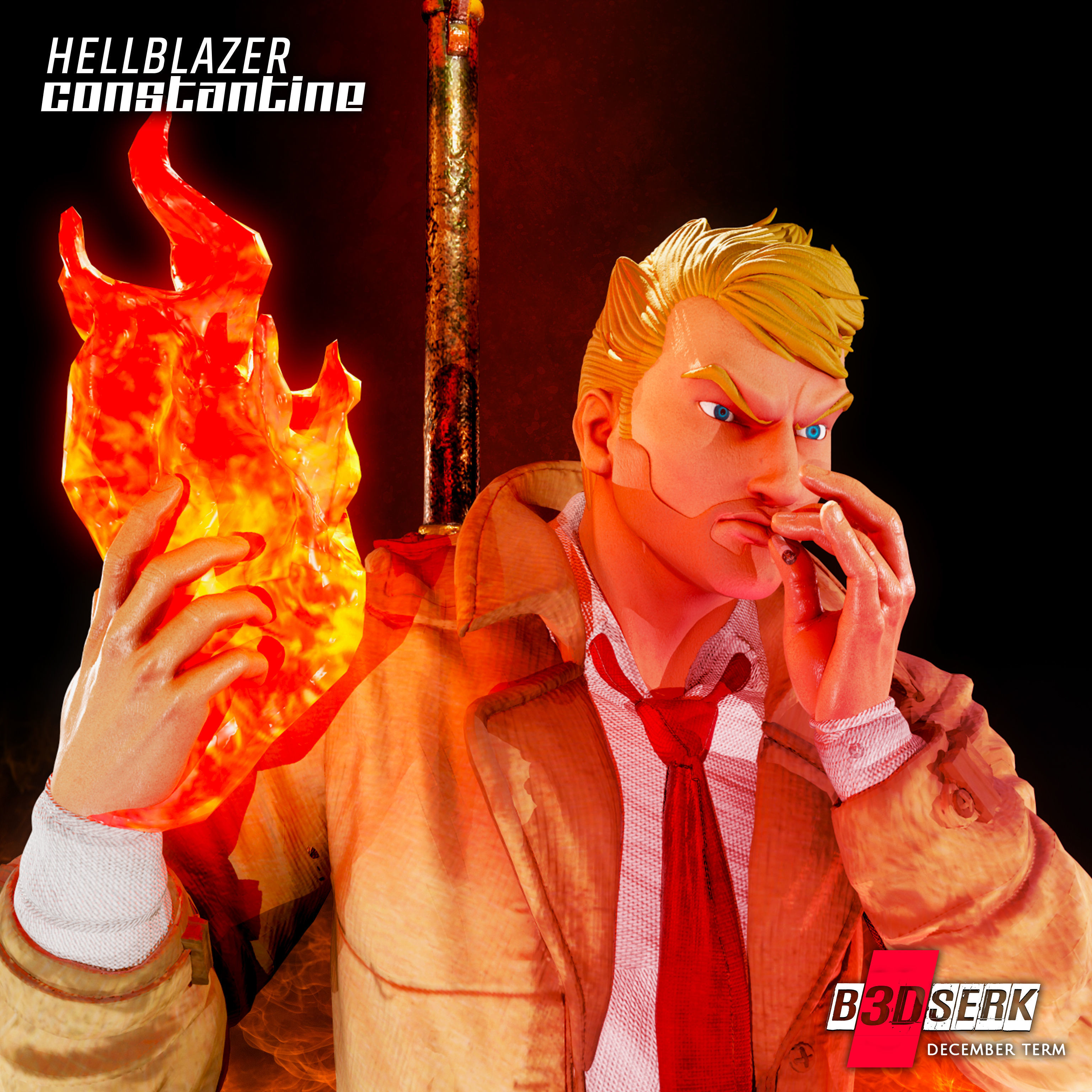 B3DSERK HellBlazer - Constantine 3d Sculpture For 3d printing 3D model ...
