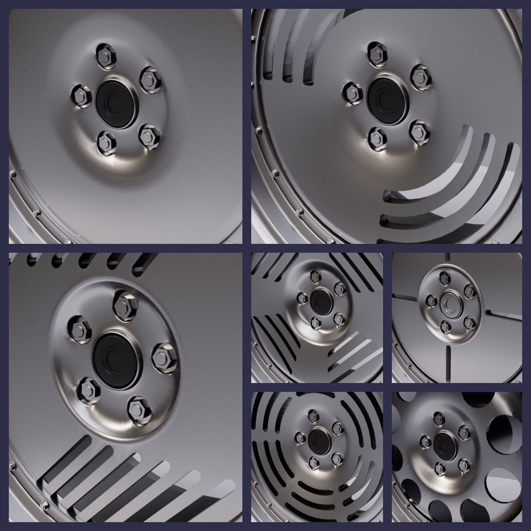 3D Model Collection Retro deepdish wheel pack VR / AR / low-poly | CGTrader