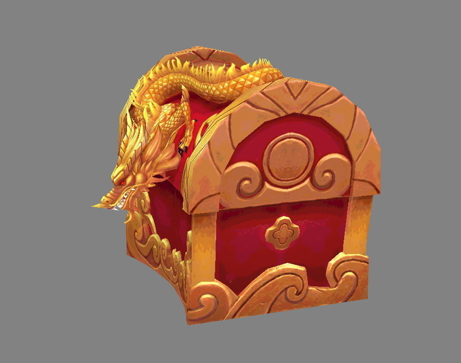 3D model Chinese Dragon Treasure Box A - treasure chest VR / AR / low ...
