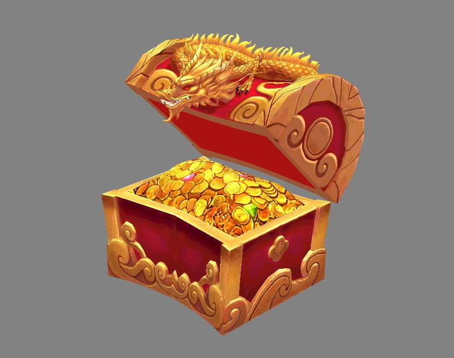 3D model Chinese Dragon Treasure Box A - treasure chest VR / AR / low ...