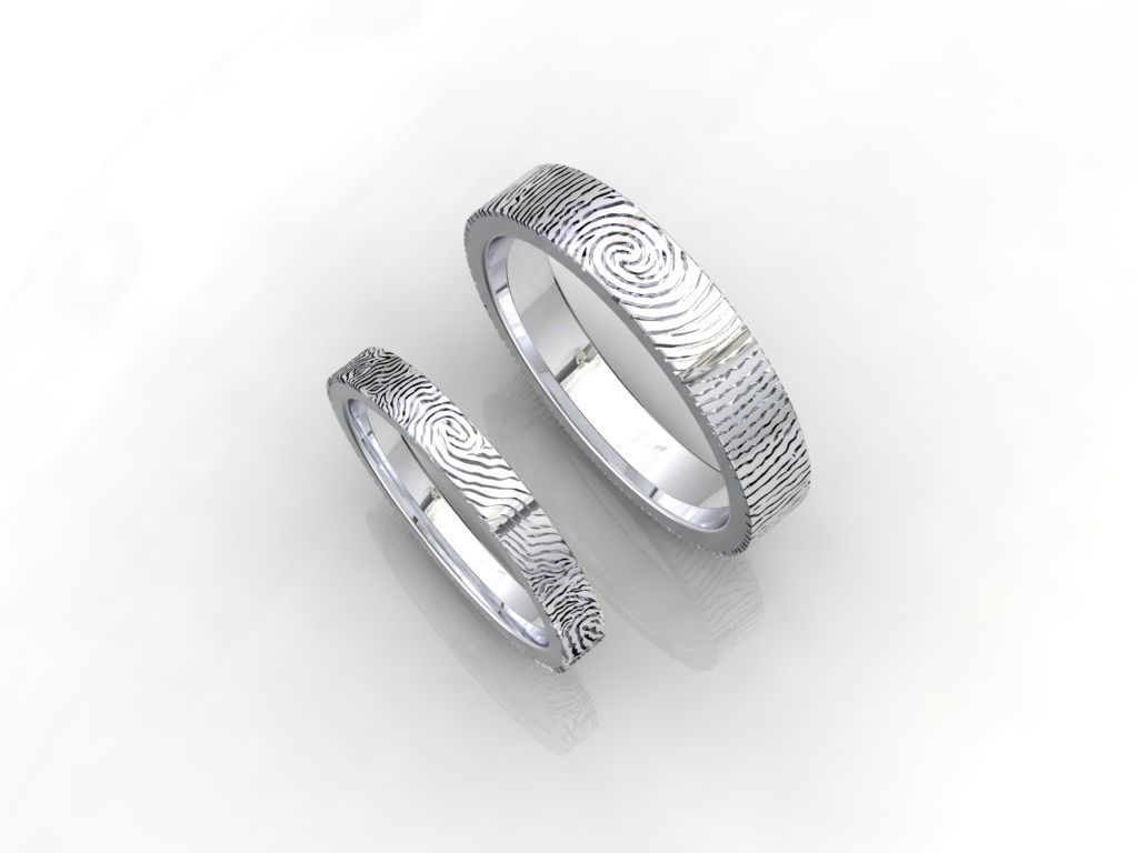 CC125-Wedding Set Rings Finger Print Styles CAD Design 3D Model ...