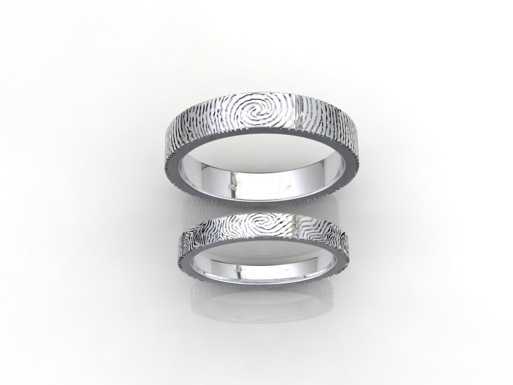 CC125-Wedding Set Rings Finger Print Styles CAD Design 3D Model ...