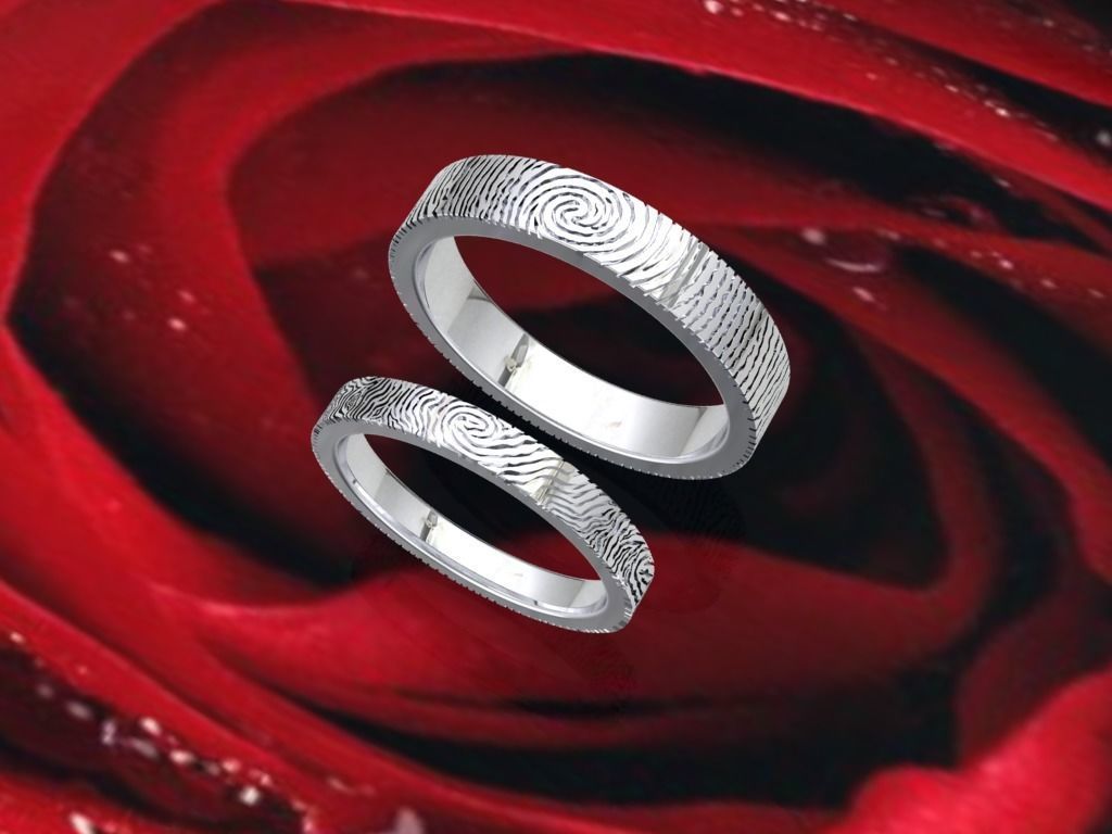 CC125-Wedding Set Rings Finger Print Styles CAD Design 3D Model ...