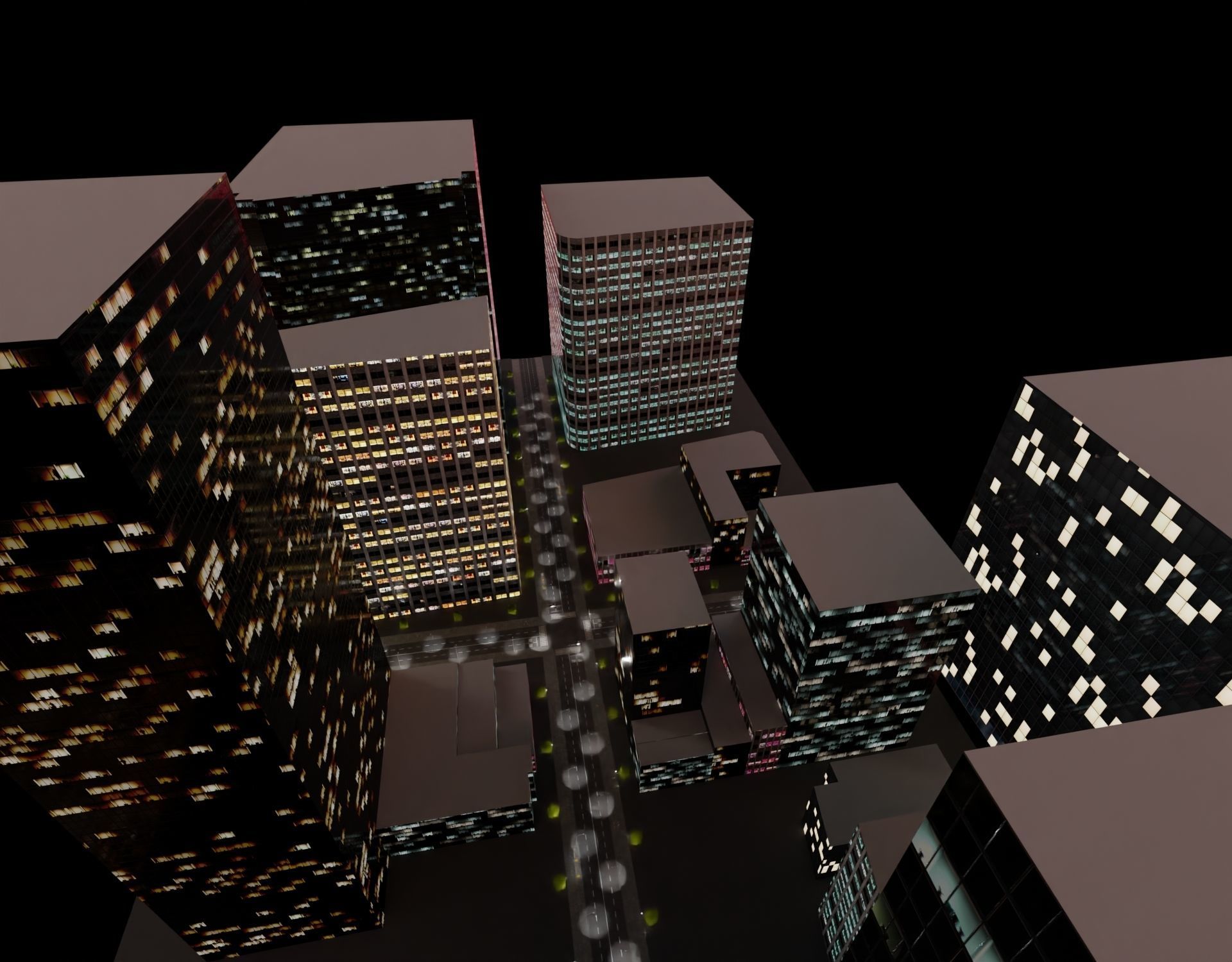 CrossRoads in a city night 3D model | CGTrader