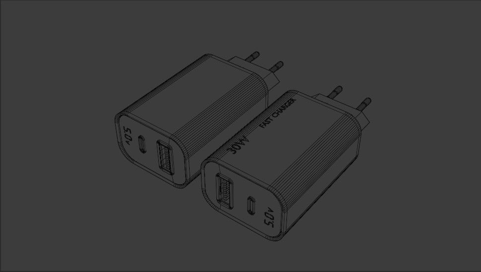 Type C and USB Fast Charger free 3D model | CGTrader