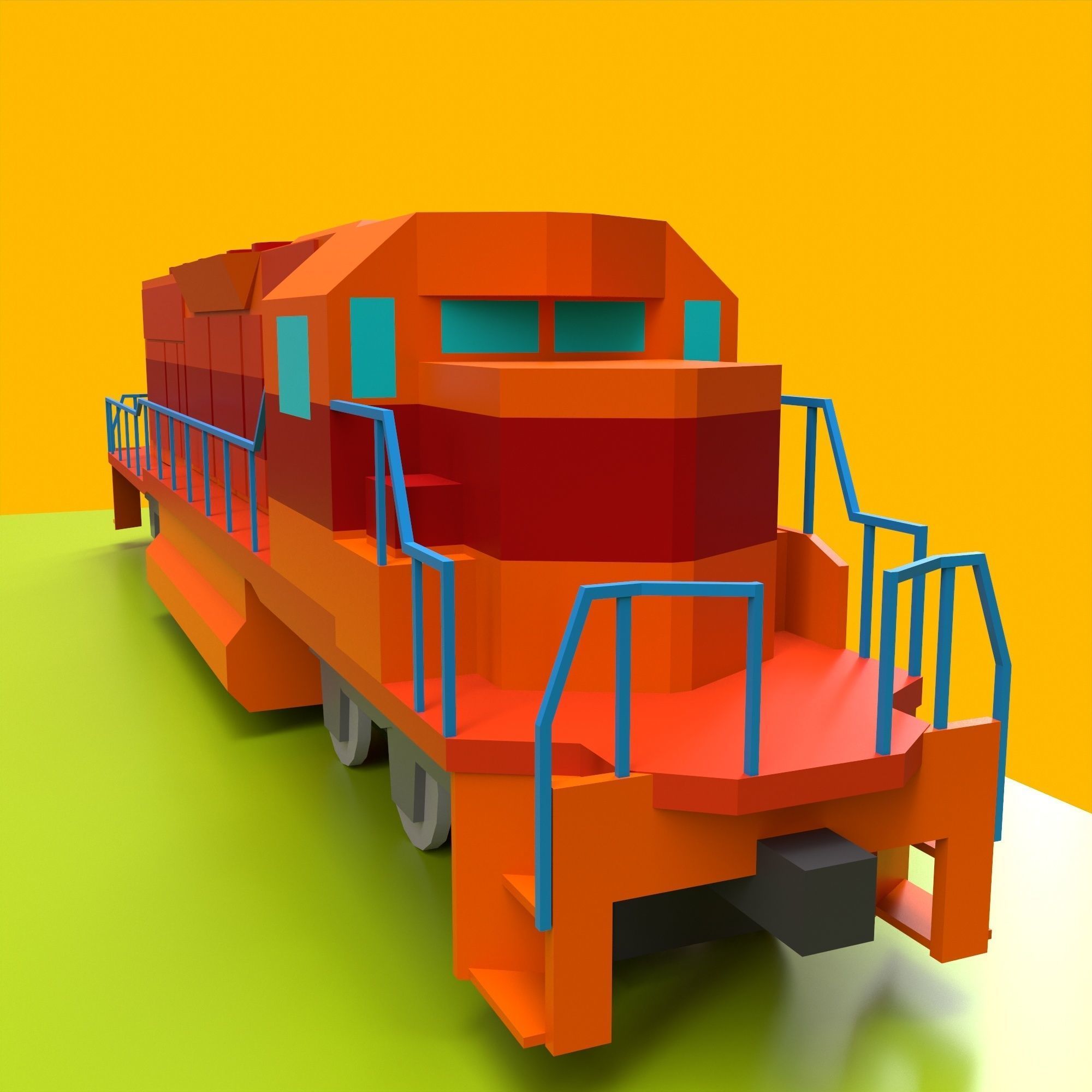 3D model low poly railway train VR / AR / low-poly | CGTrader