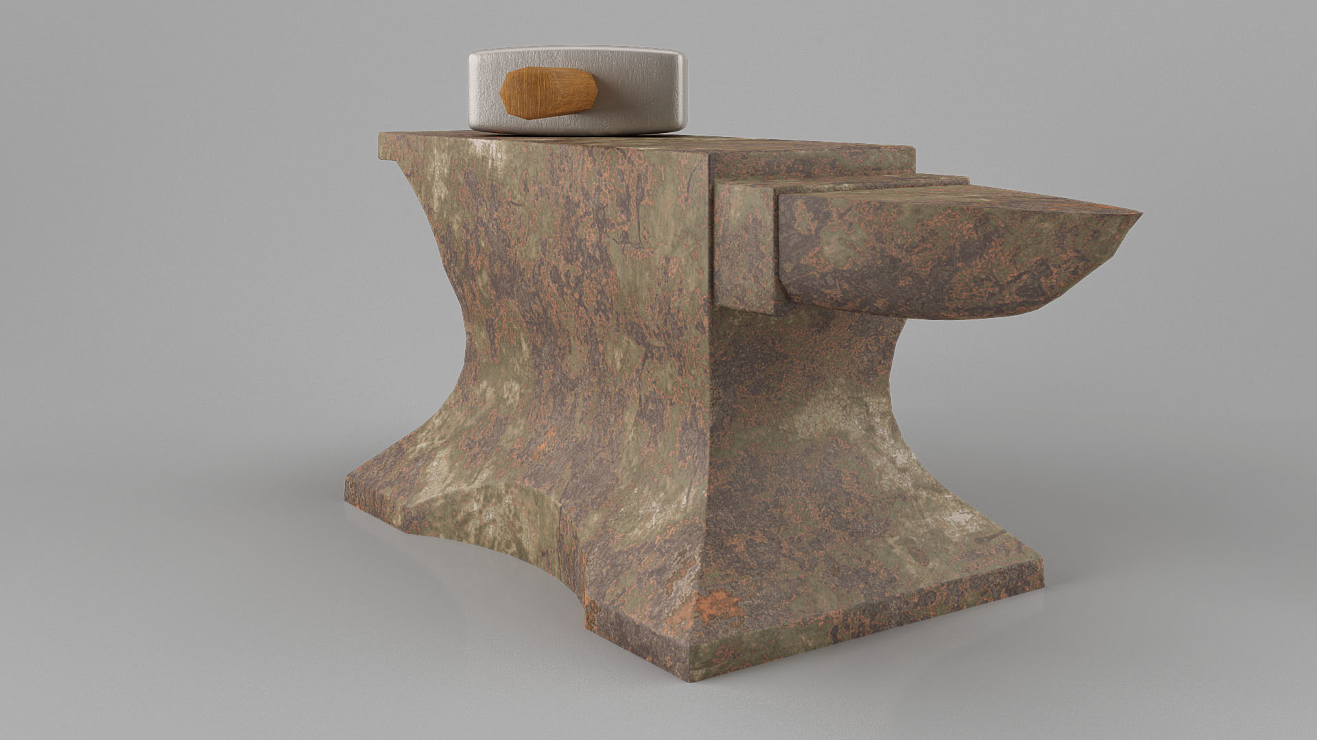 Rusty old anvil with hammer Low-poly free VR / AR / low-poly 3D model ...
