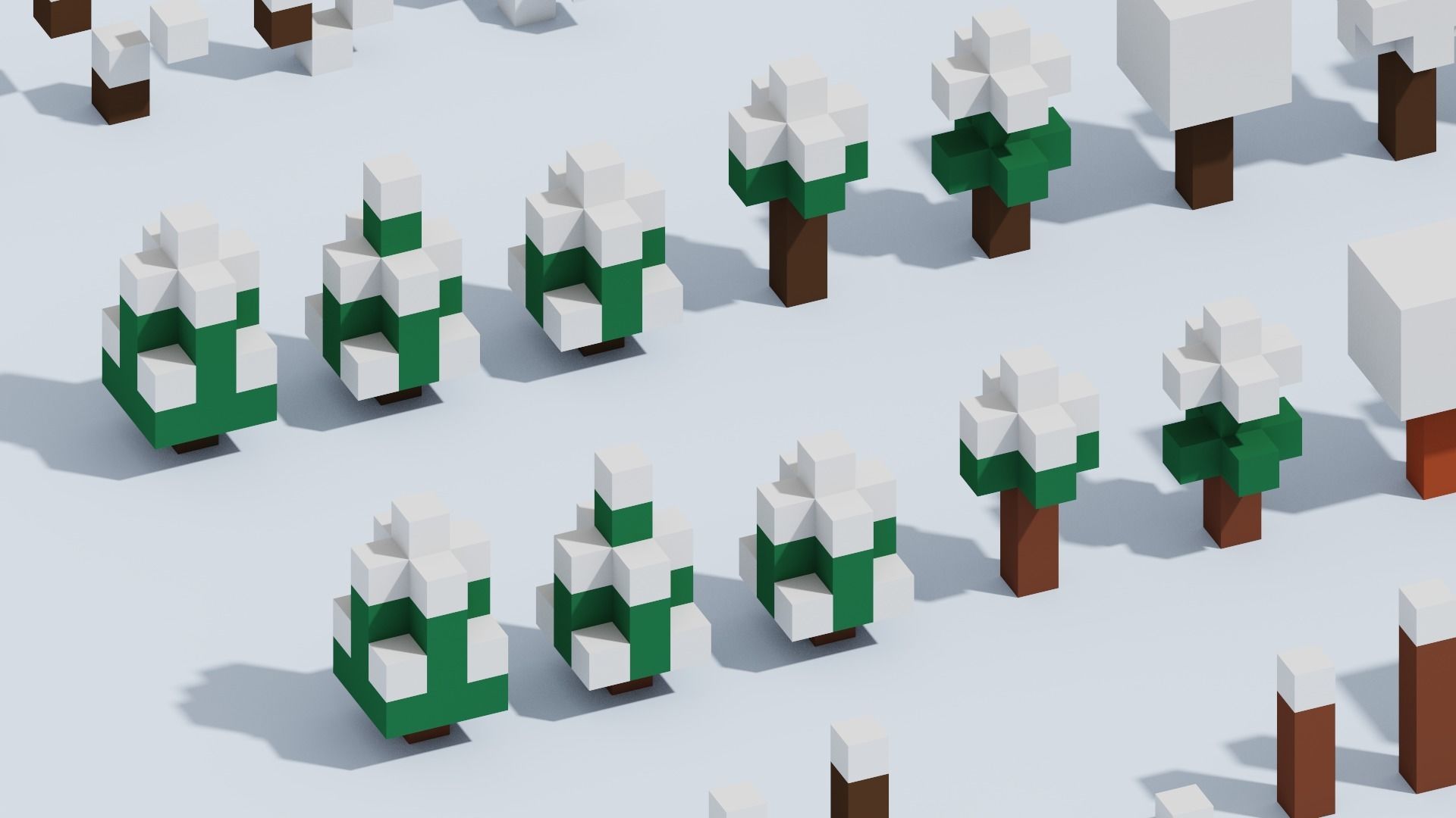 3D model Voxel Tiny Winter Forest VR / AR / low-poly | CGTrader