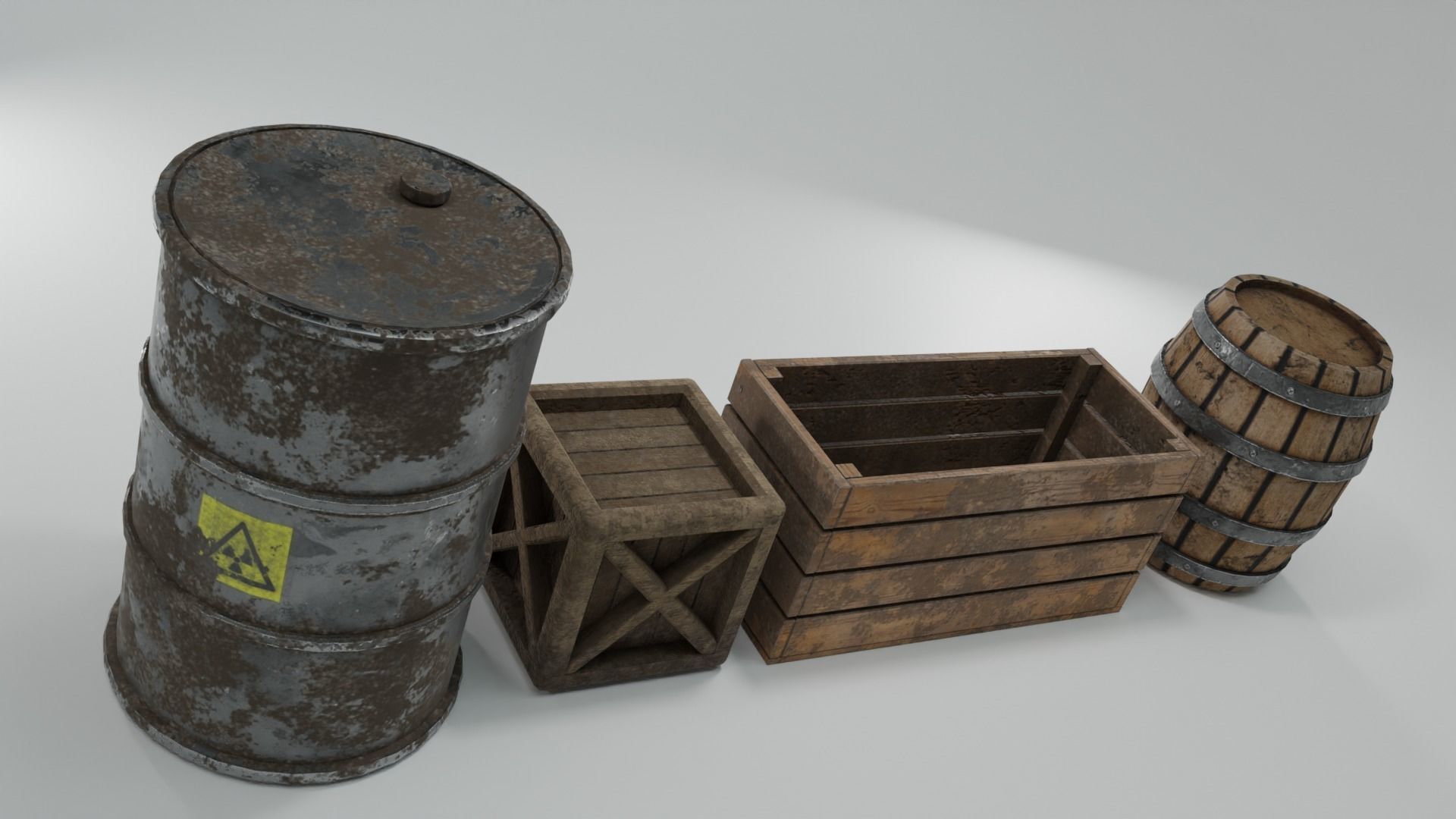 3D model Wooden metal barrel - game ready asset VR / AR / low-poly ...