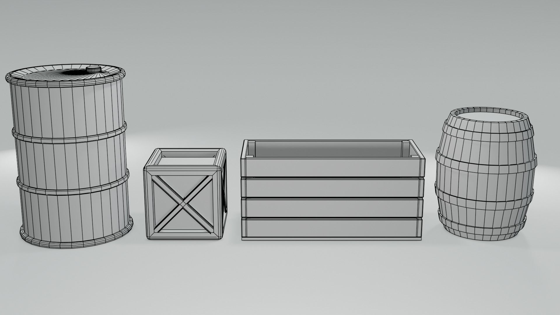 3D model Wooden metal barrel - game ready asset VR / AR / low-poly ...