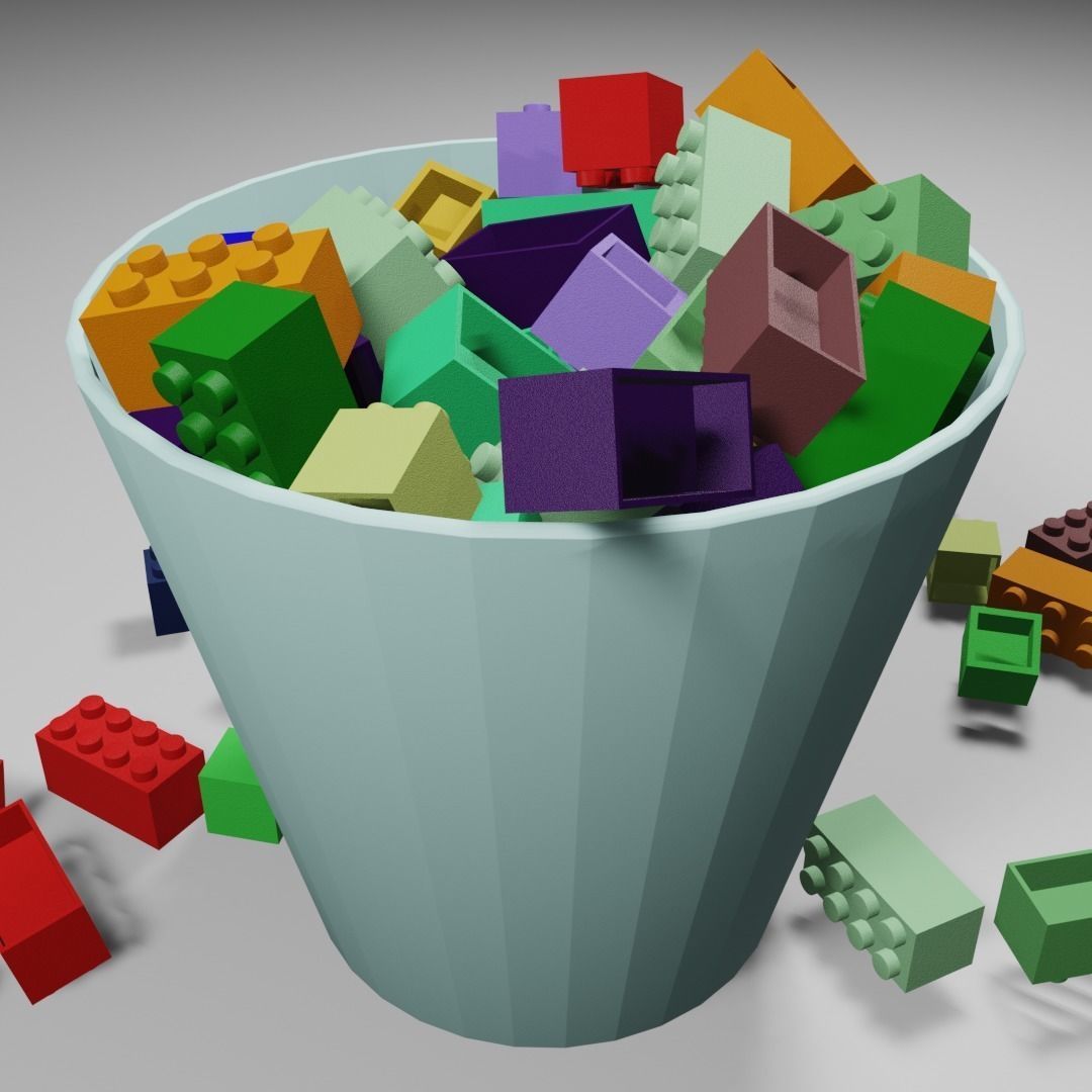 Bucket of Lego 3D model | CGTrader