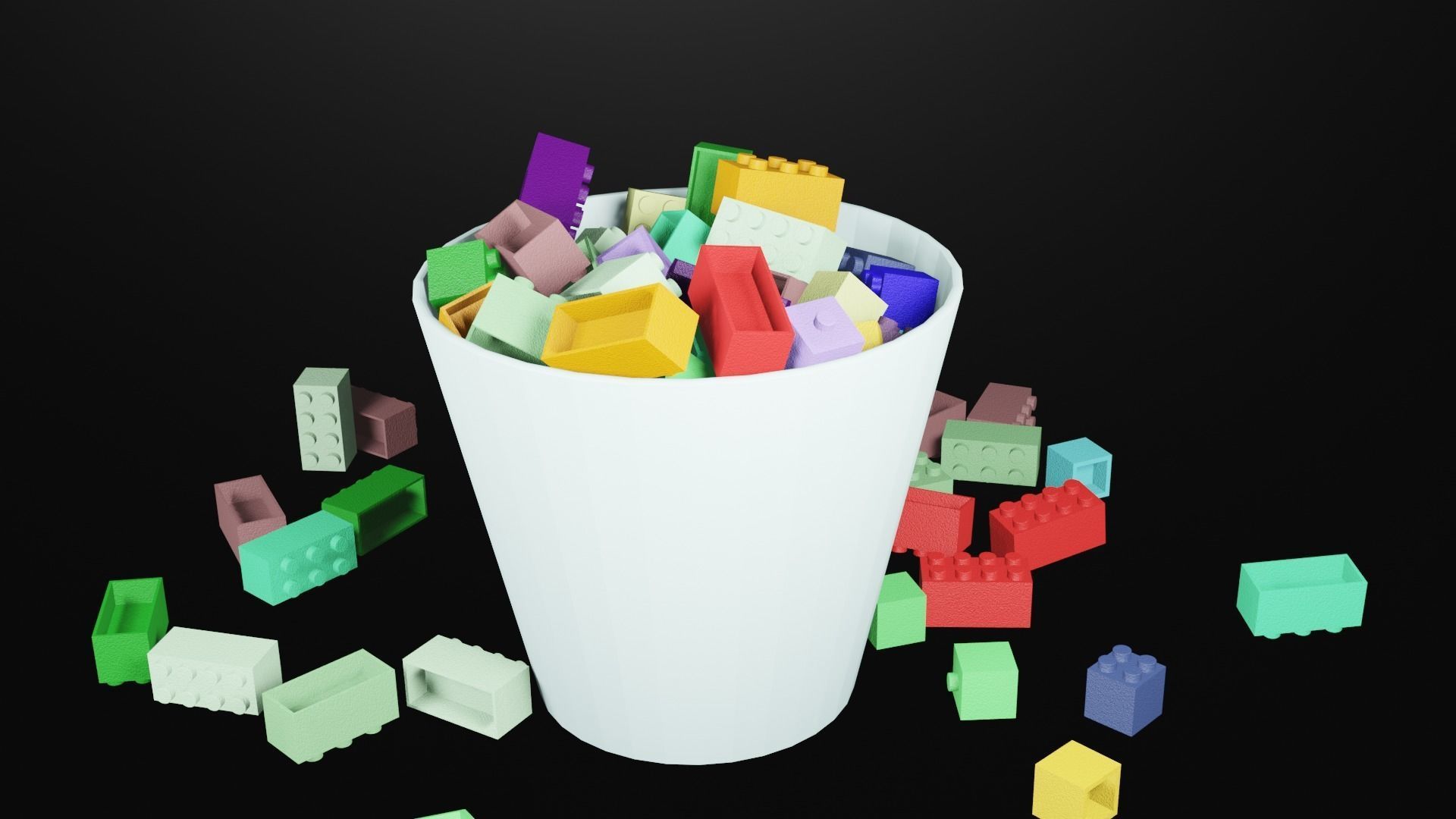 Bucket of Lego 3D model | CGTrader