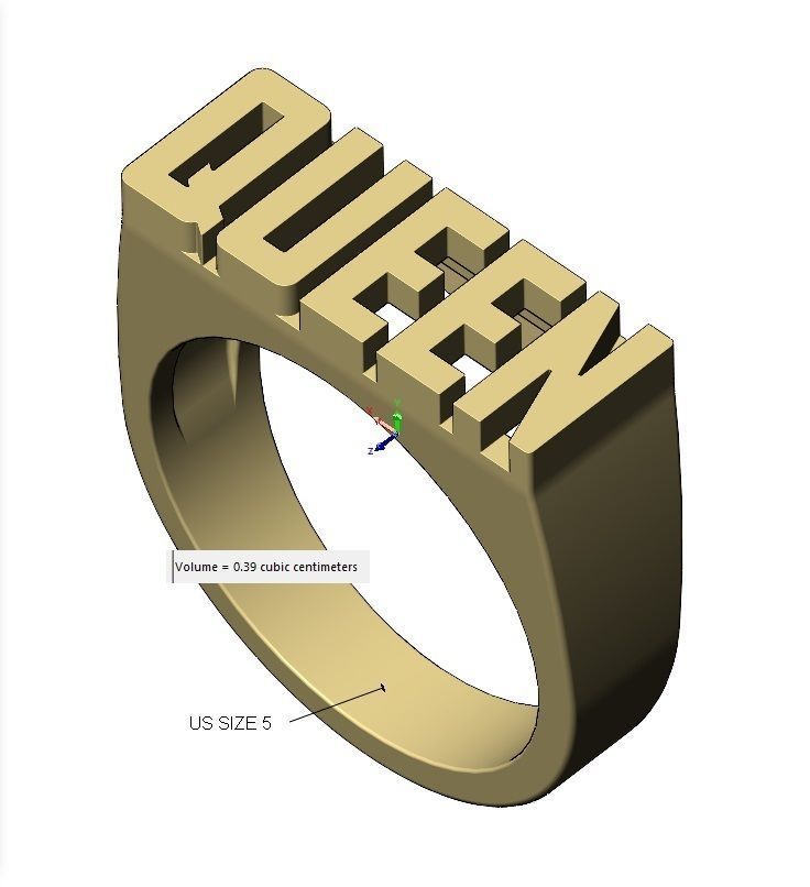 Queen rectangular name ring US size 5to9 3D model 3D printable | CGTrader