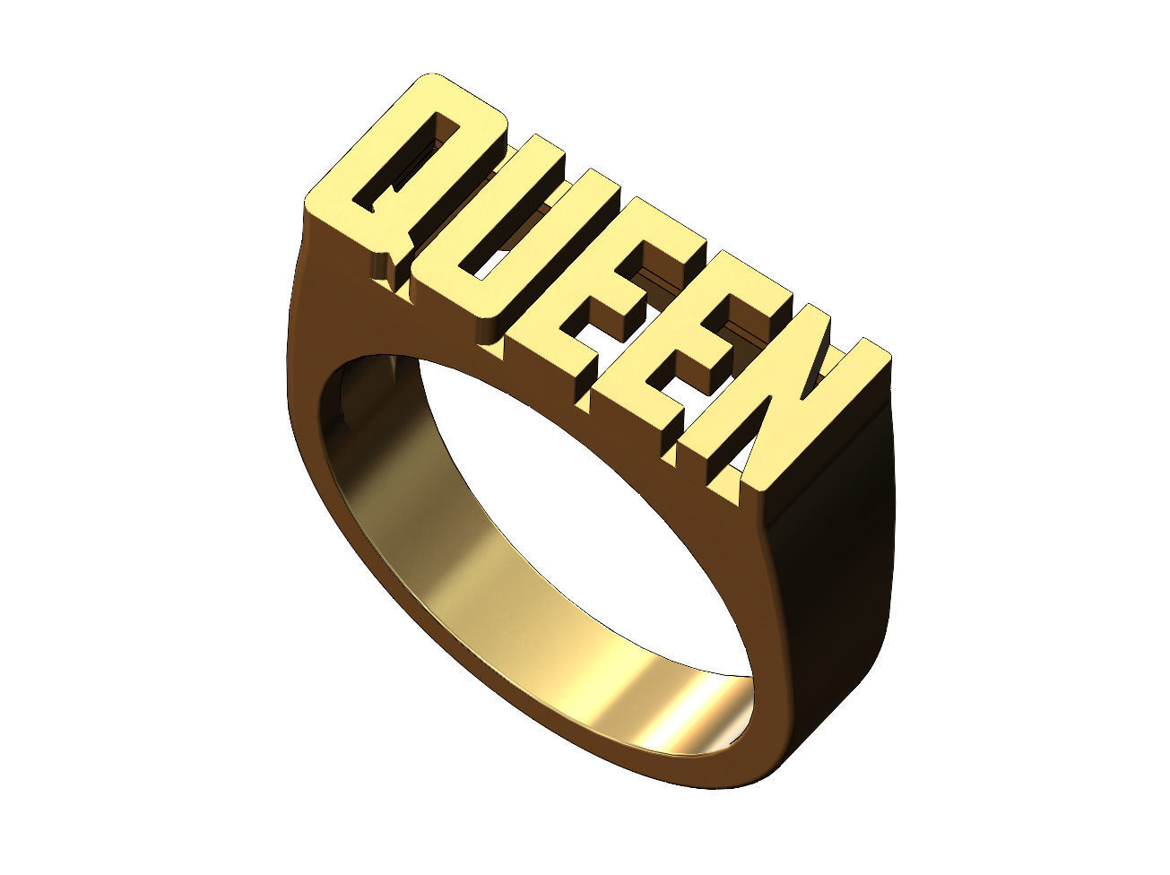 Queen rectangular name ring US size 5to9 3D model 3D printable | CGTrader