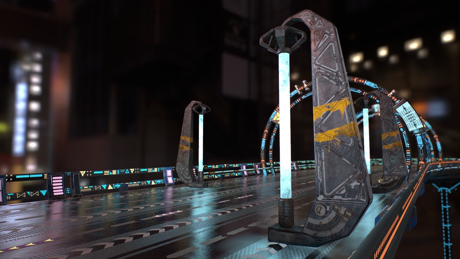 3D model Sci Fi - Cyberpunk Street Light VR / AR / low-poly | CGTrader
