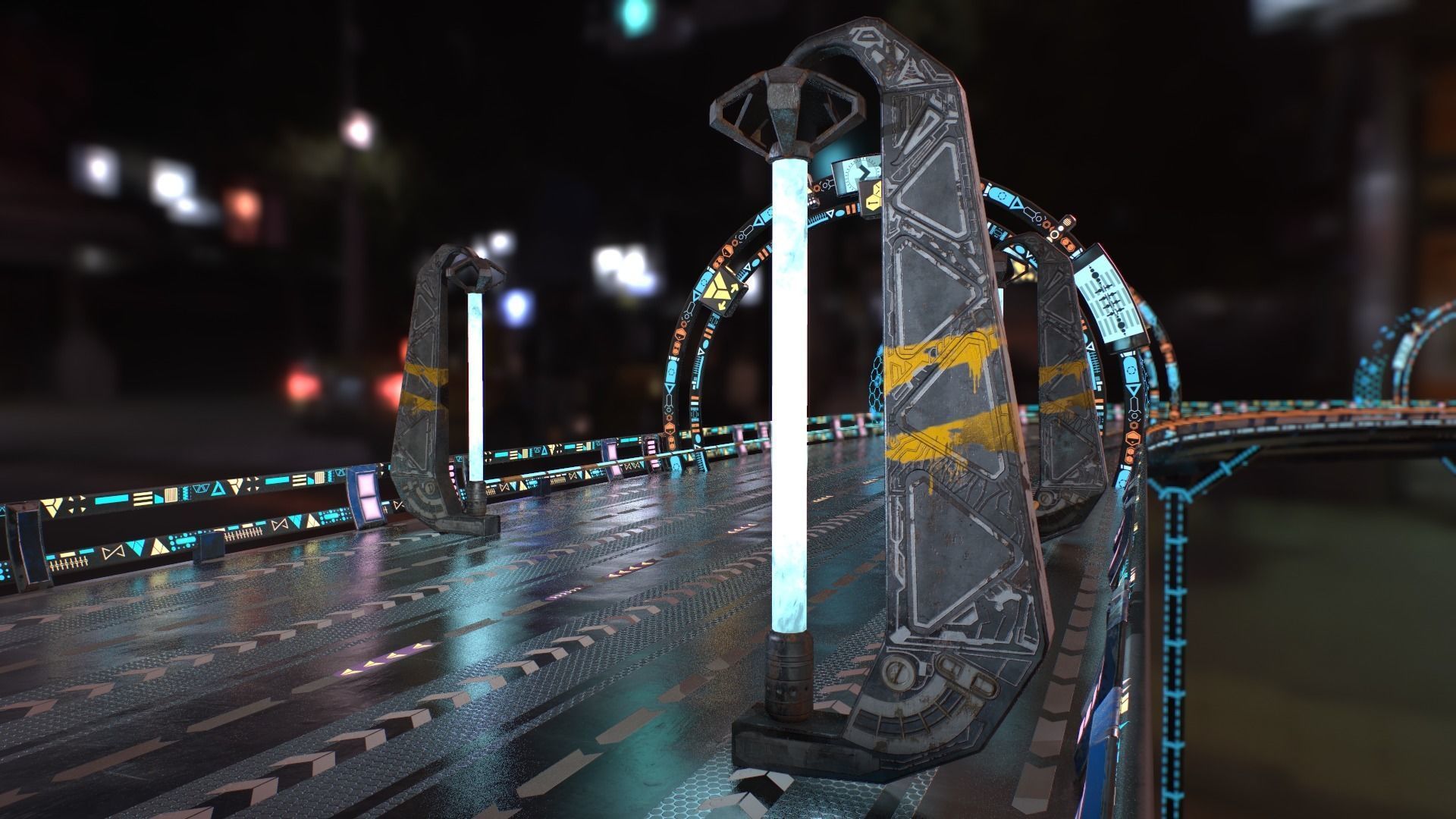 3D model Sci Fi - Cyberpunk Street Light VR / AR / low-poly | CGTrader
