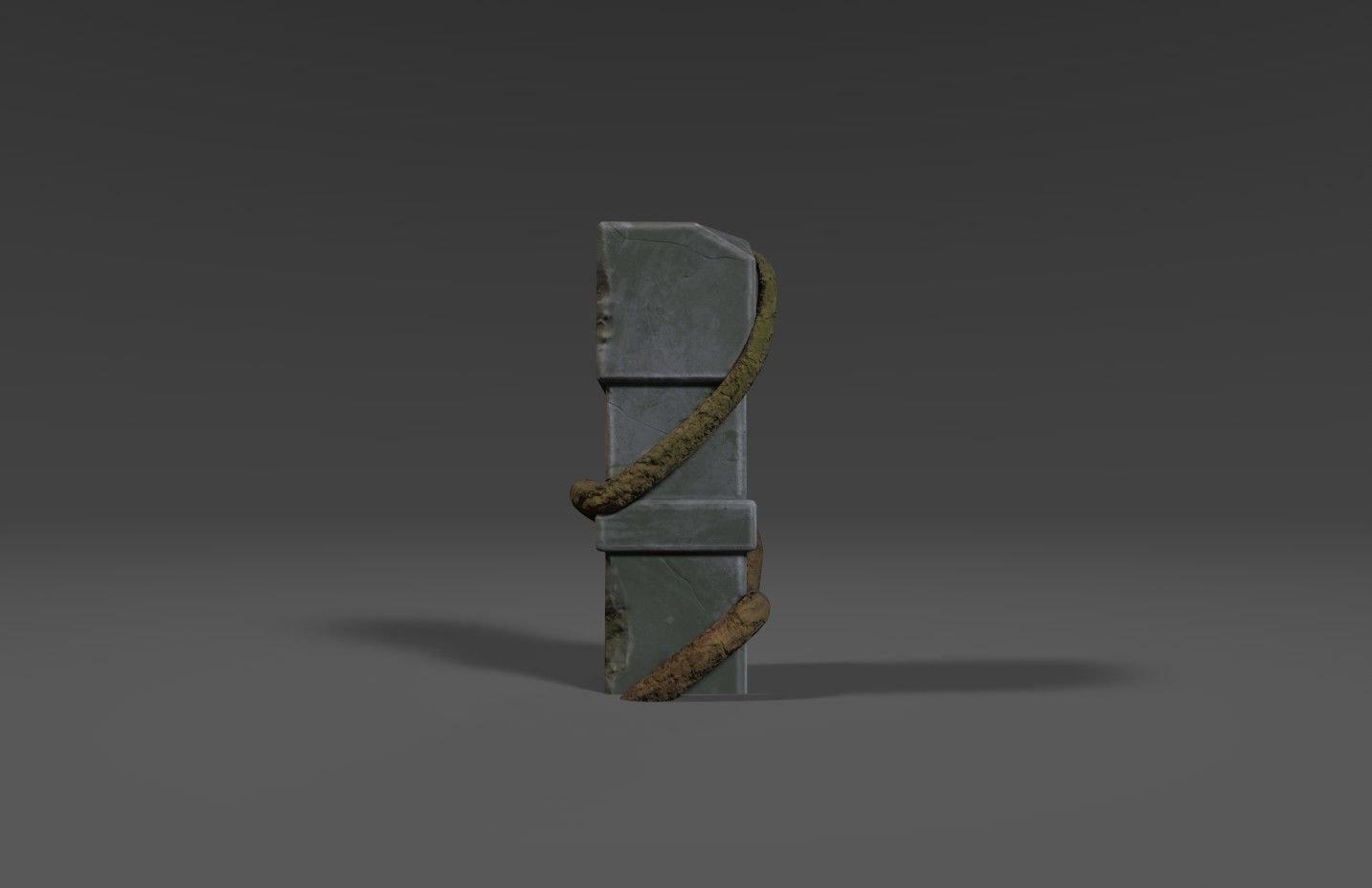 3D model Low-poly stylized stone obelisk with root or vine VR / AR ...