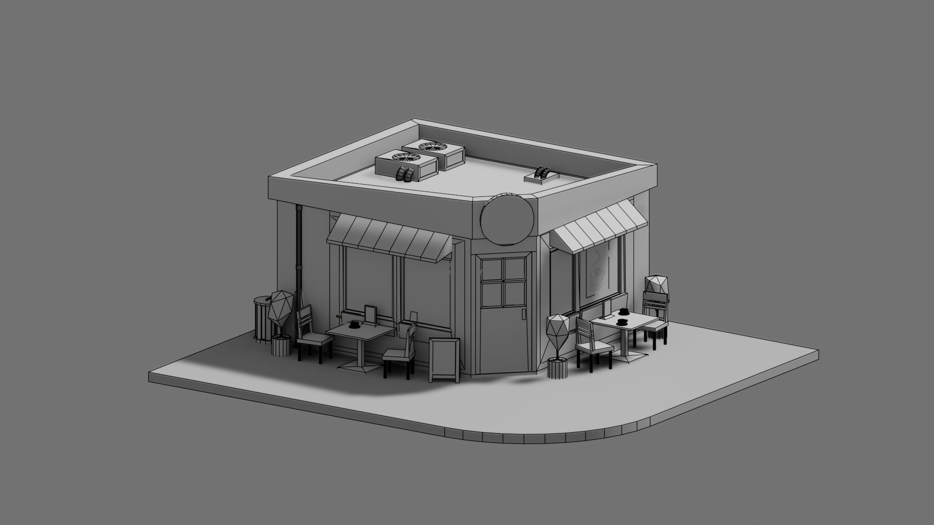 3D model Low Poly Isometric Cafe VR / AR / low-poly | CGTrader