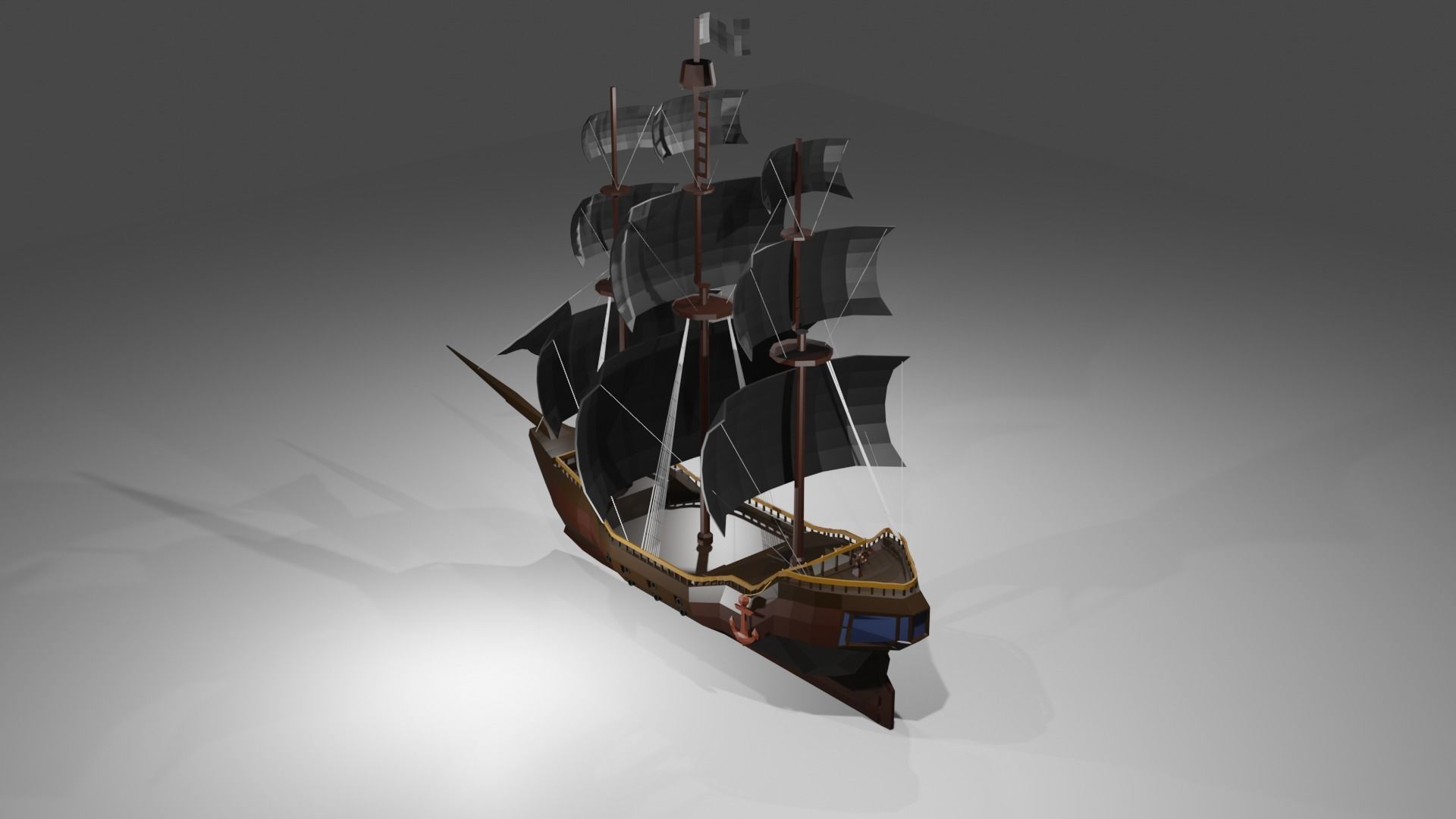 Low poly pirate ship free VR / AR / low-poly 3D model | CGTrader