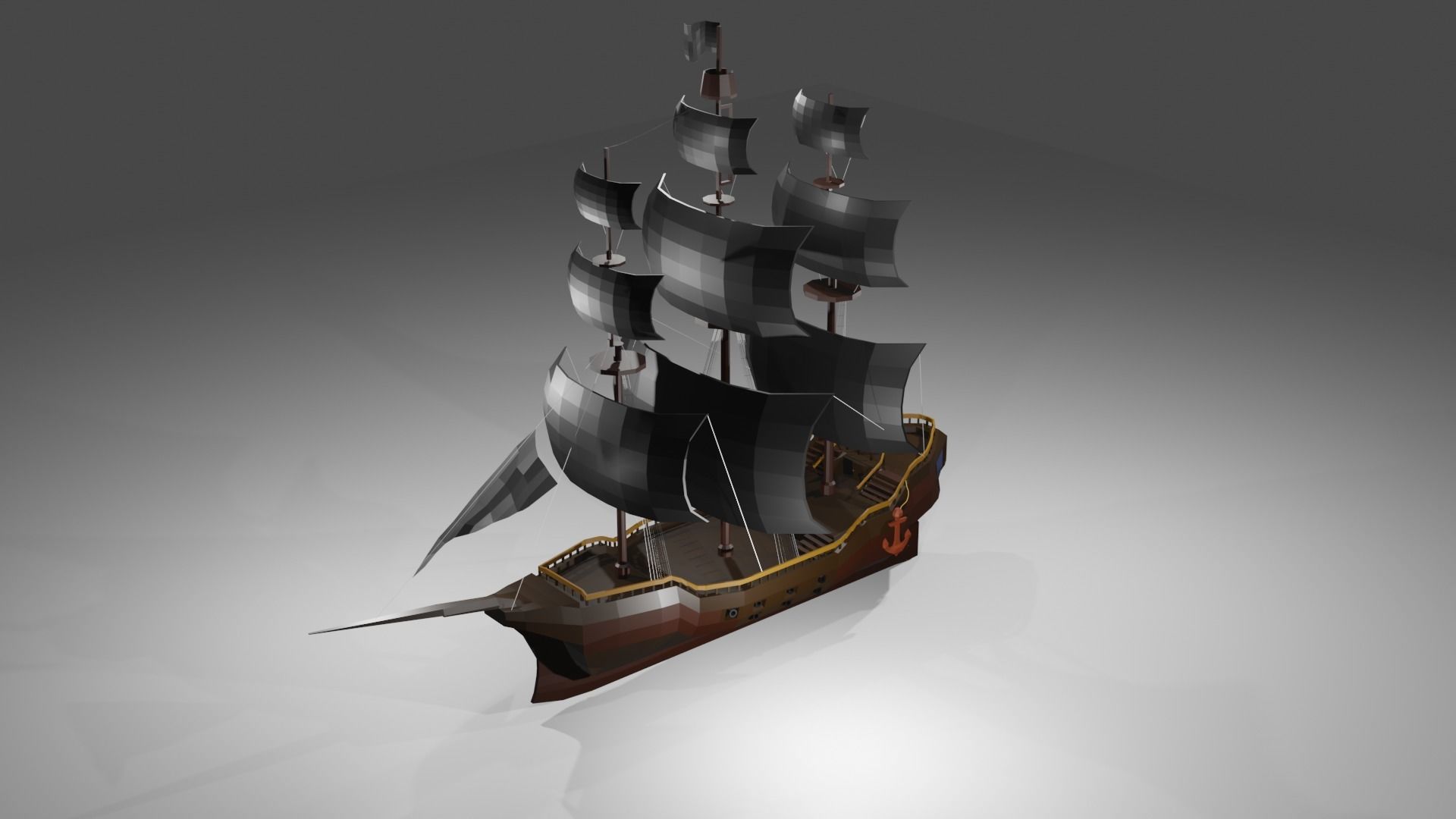 Low poly pirate ship free VR / AR / low-poly 3D model | CGTrader