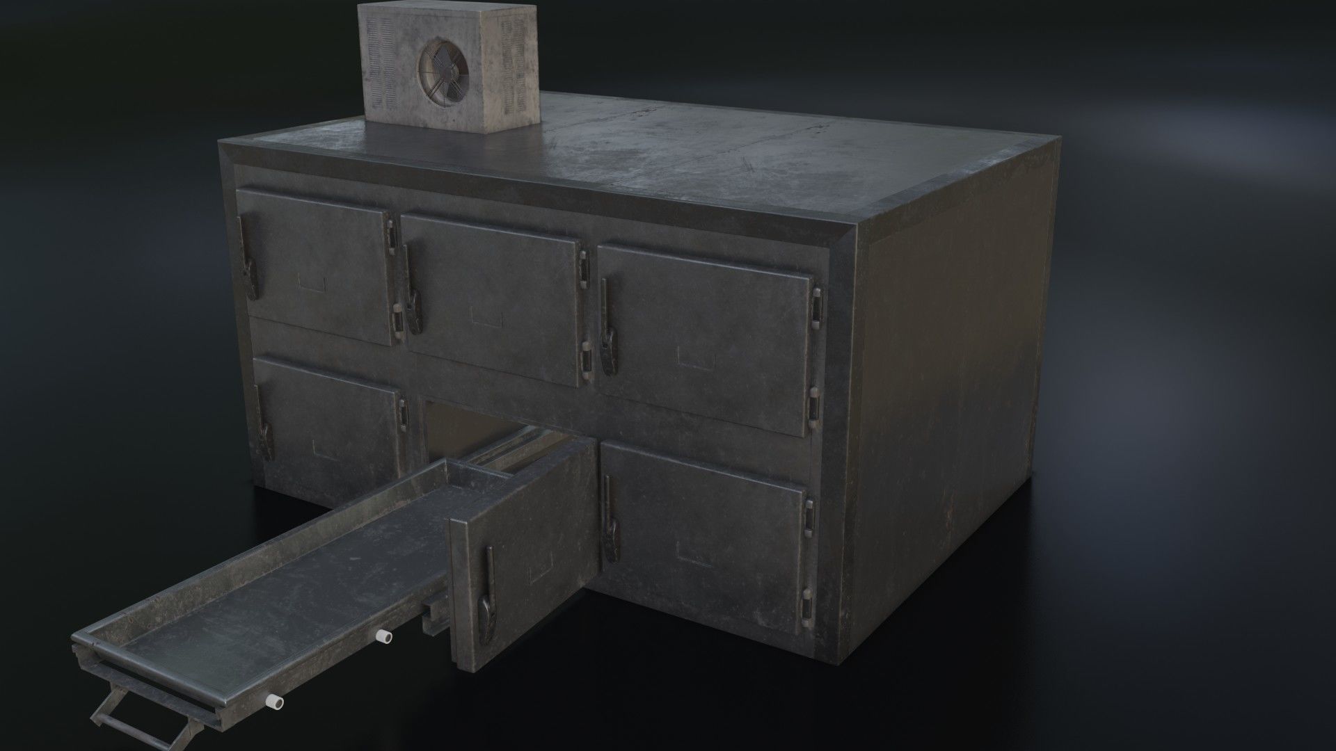 3D model Old Dirty Morgue Drawer - Mortuary Fridge VR / AR / low-poly ...