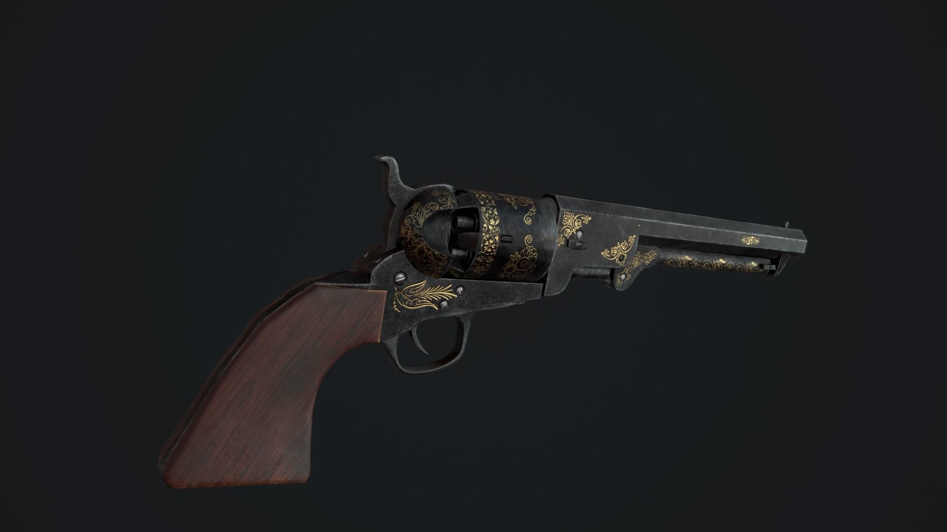 3D model Colt Navy Revolver 1851 low poly WITH COLOR VARIATIONS VR / AR ...