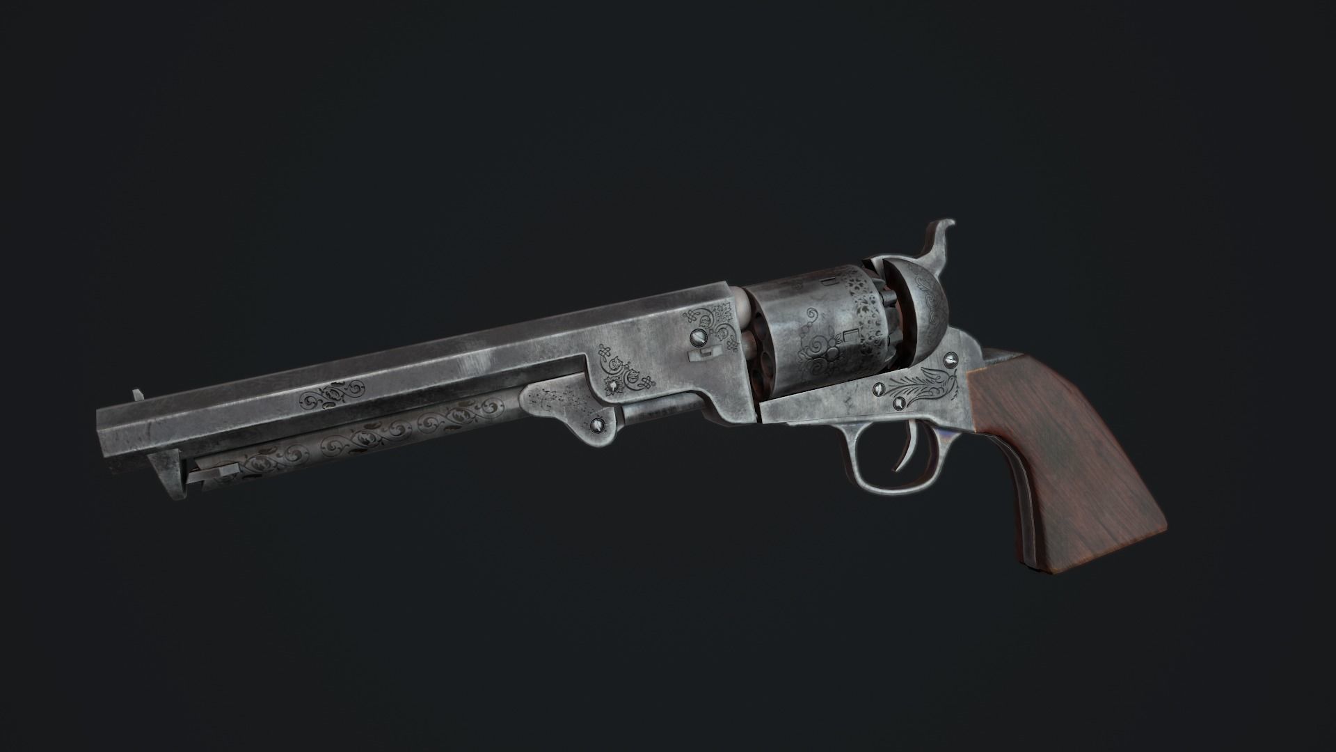 3D model Colt Navy Revolver 1851 low poly WITH COLOR VARIATIONS VR / AR ...