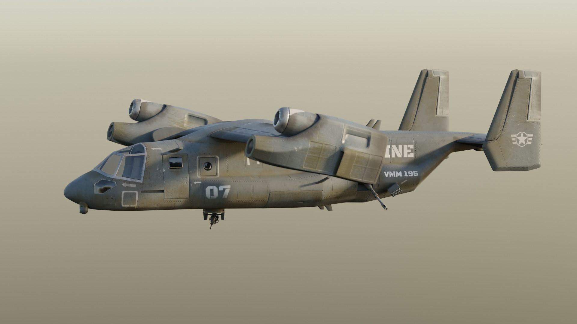 VTOL transporter gunship 3D model | CGTrader