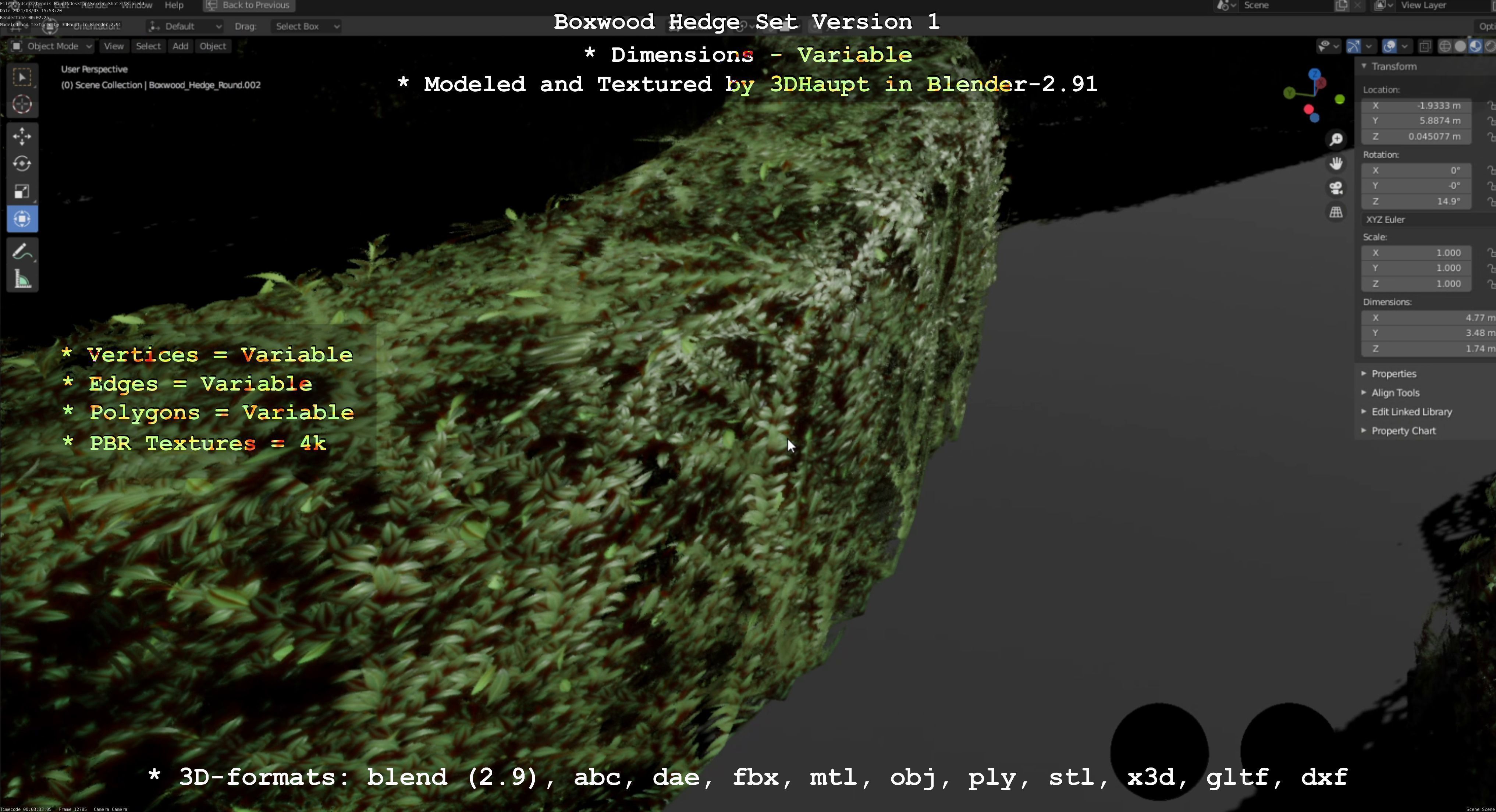 3D model Low-Poly Boxwood Hedge Construction Kit Version 1 VR / AR ...