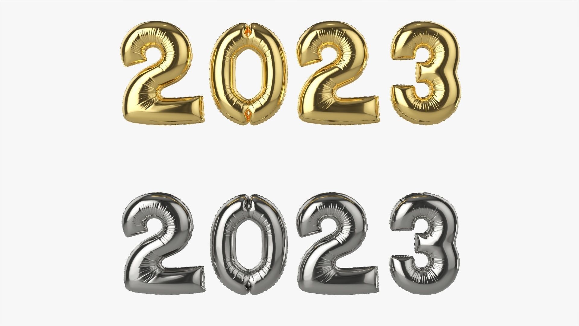 Foil Balloon 2023 Year Numbers 3D Model CGTrader