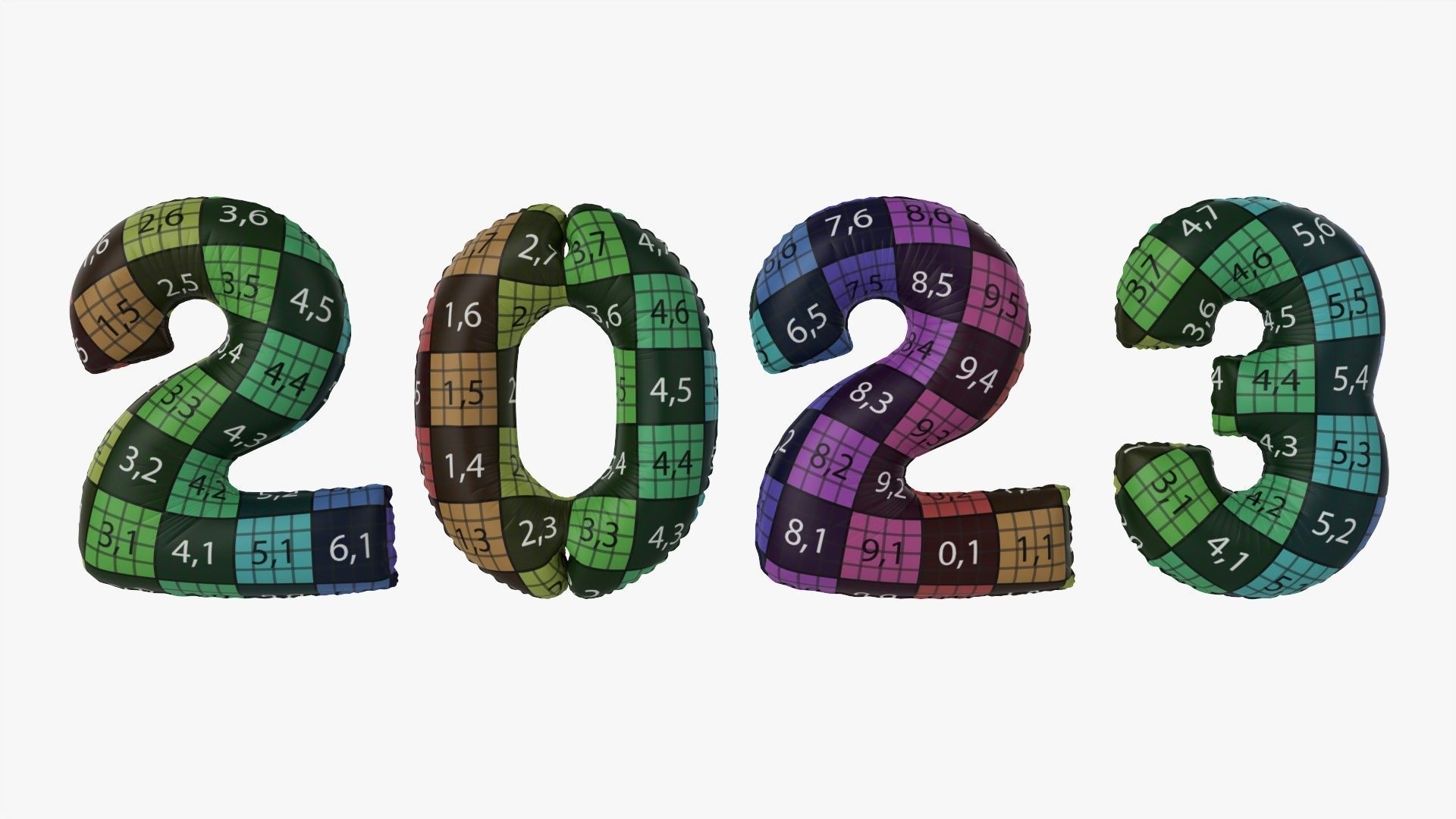 Foil balloon 2023 year numbers 3D model | CGTrader