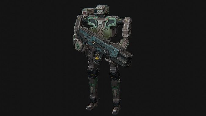 3D model Sci fi assault robot character VR / AR / low-poly rigged ...