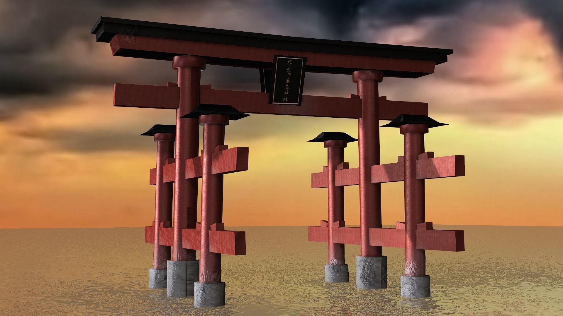 3D model Itsukushima Shrine - Torii Gate VR / AR / low-poly | CGTrader