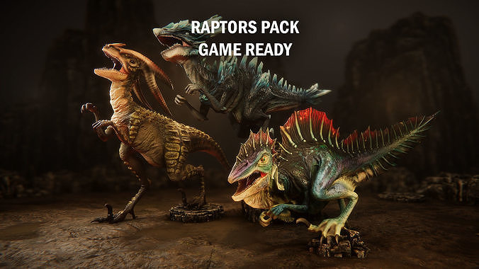 3D model Raptors pack VR / AR / low-poly animated | CGTrader