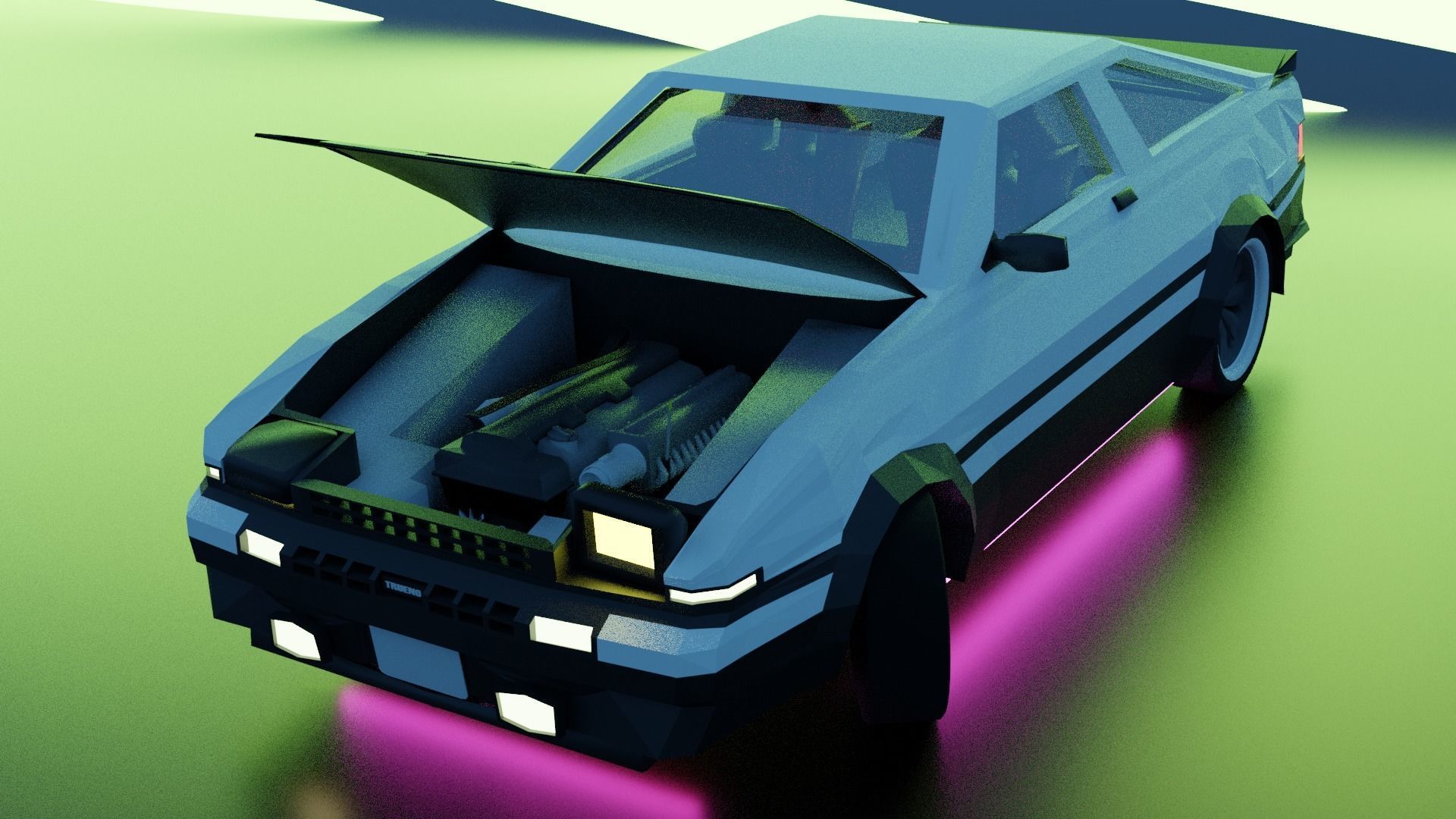 3D model Toyota AE86 trueno Pop-Up headlights Low Poly VR / AR / low ...