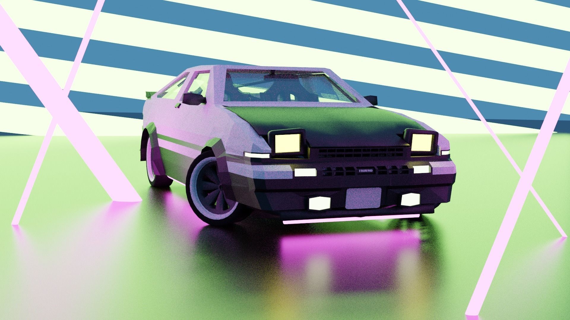 3D model Toyota AE86 trueno Pop-Up headlights Low Poly VR / AR / low ...