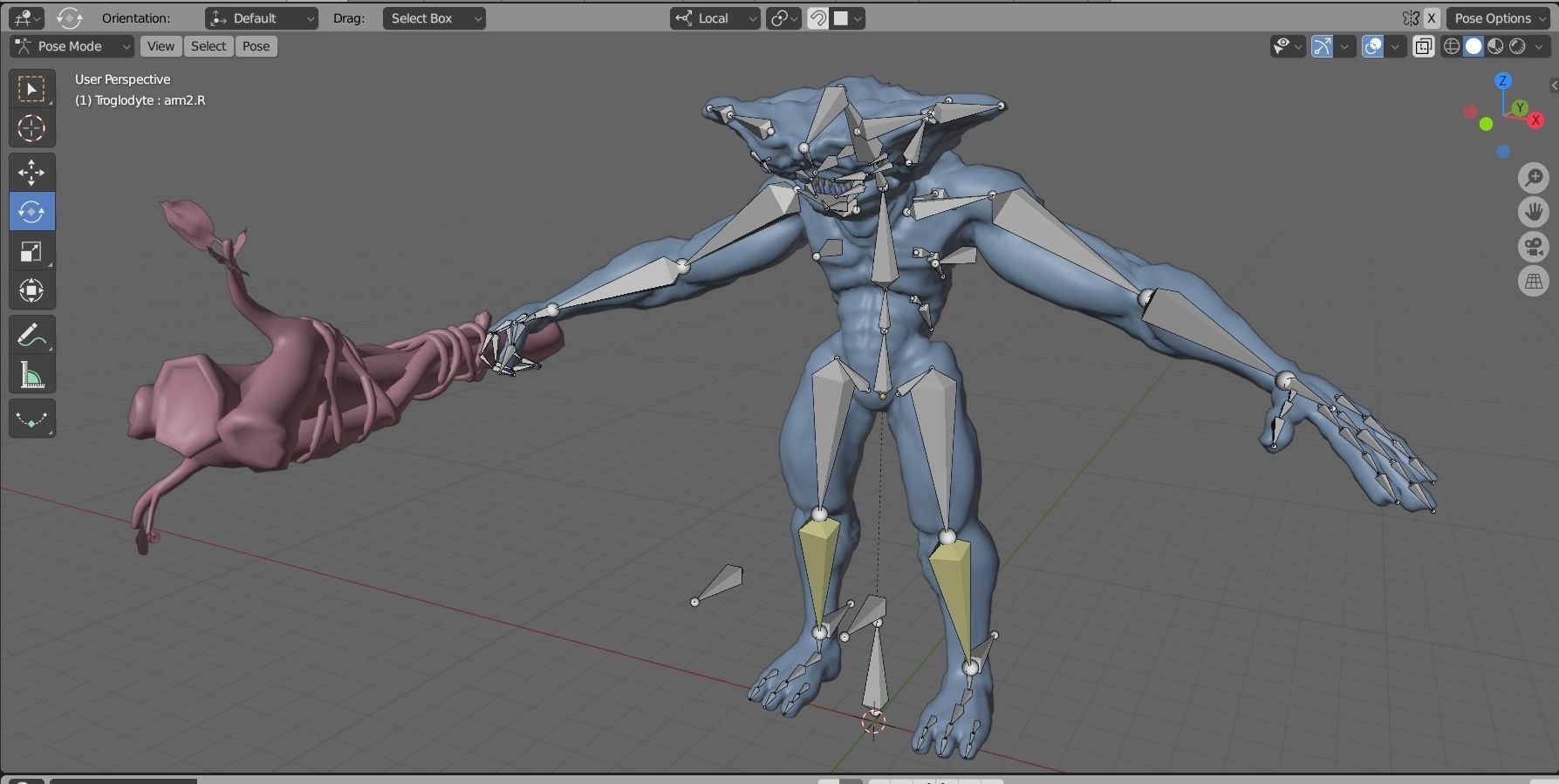 3D model Fantasy troglodyte character VR / AR / low-poly rigged ...