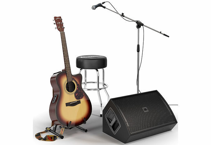 Guitar set for stage 3D model | CGTrader