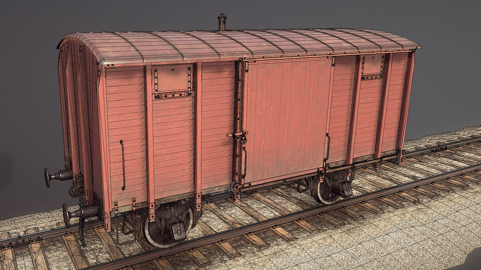 3D model Railway Covered Goods Wagon 18T Vr1 Default Red VR / AR / low ...